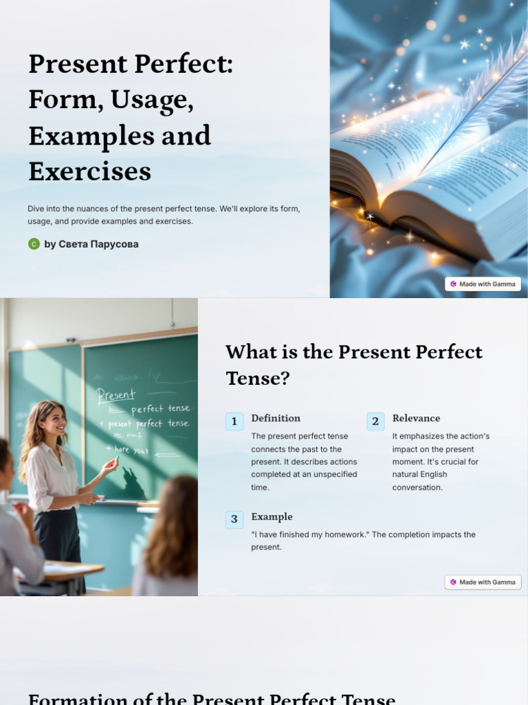 Present Perfect Form Usage Examples and Exercises | PDF | Perfect ...