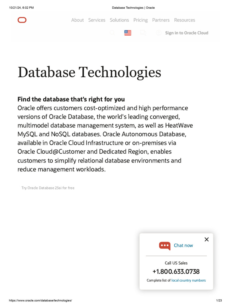 Oracle Database Technologies Overview | PDF | Cloud Computing | Databases