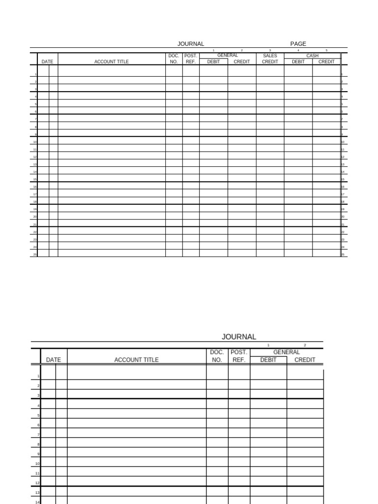 Journal: Doc. Post. General Sales Cash Date Account Title NO. Ref ...