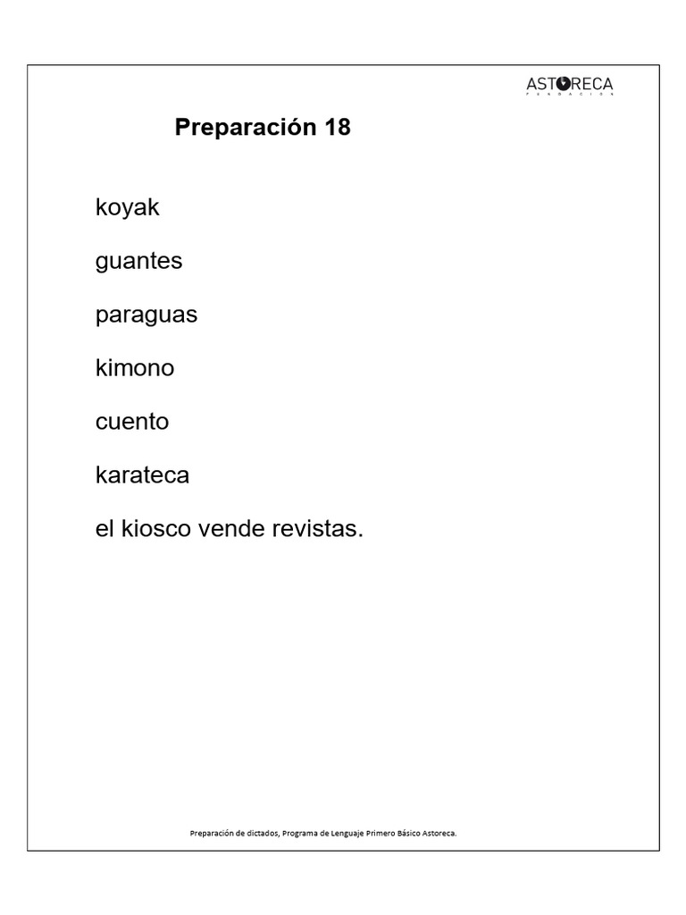 Dictados para Lenguaje Primero Básico | PDF
