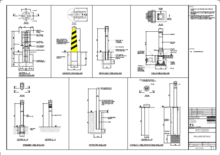 Bollard Details Plan SD 6-19-301 | PDF