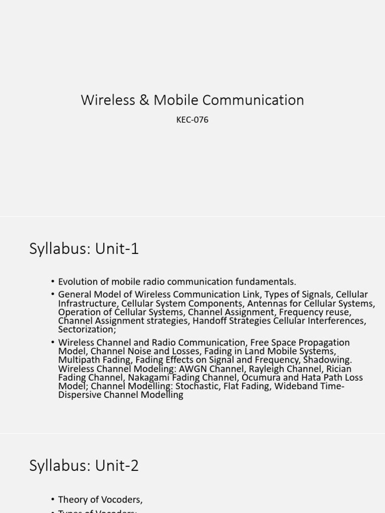 Wireless & Mobile Communication Ppt | PDF | Cellular Network | Channel Access Method