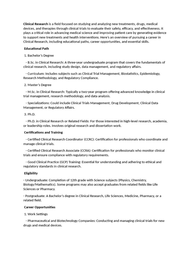 Clinical Research | PDF | Clinical Trial | Pharmacy