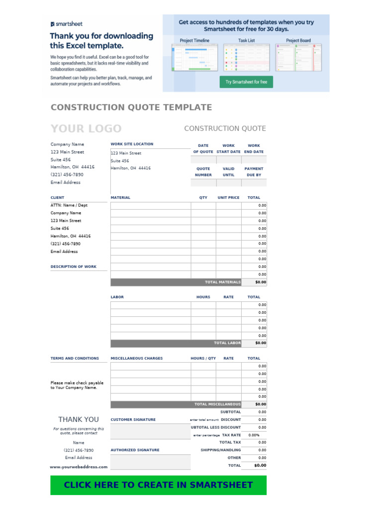 Construction Quote Template Overview | PDF | Economies