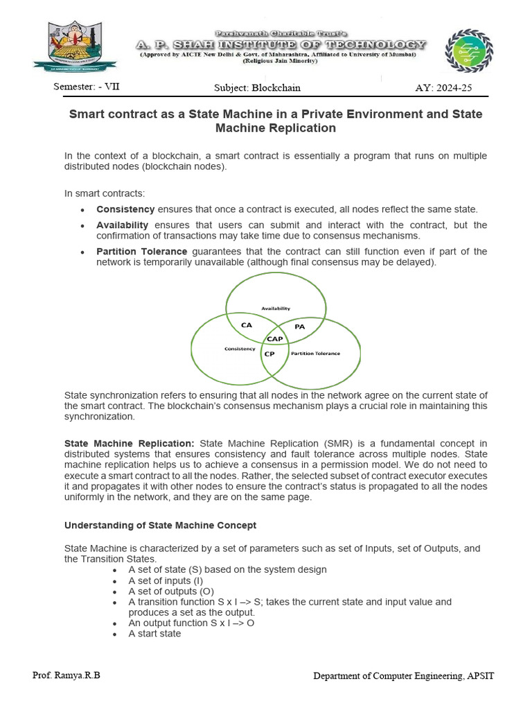 Smart Contract As A State Machine in A Private Environment and State Machine Replication | PDF ...
