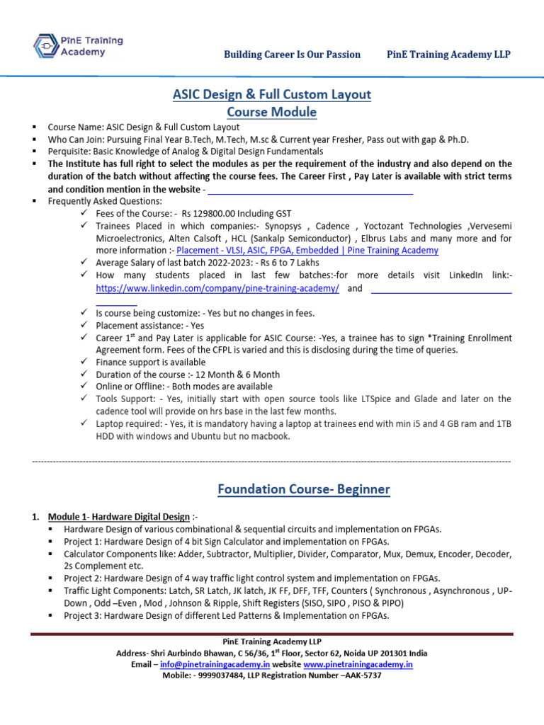 ASIC Design Full Custom Layout PinE Training Academy Jan 2022 | PDF ...