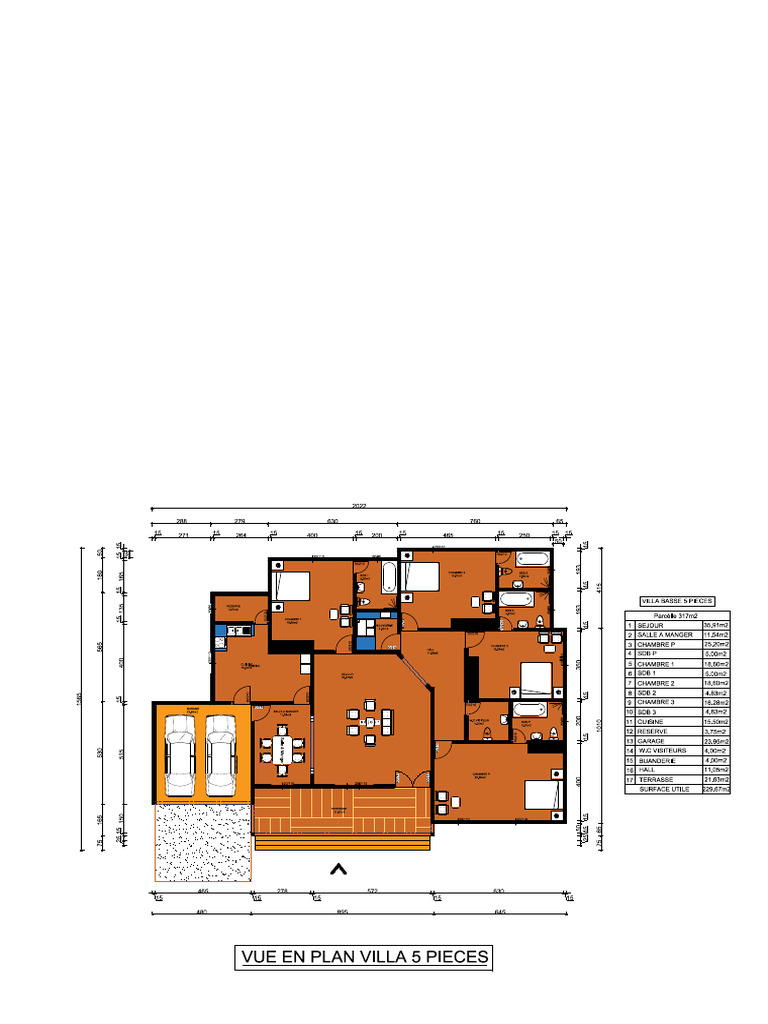Plan de villa basse 5 pièces | PDF