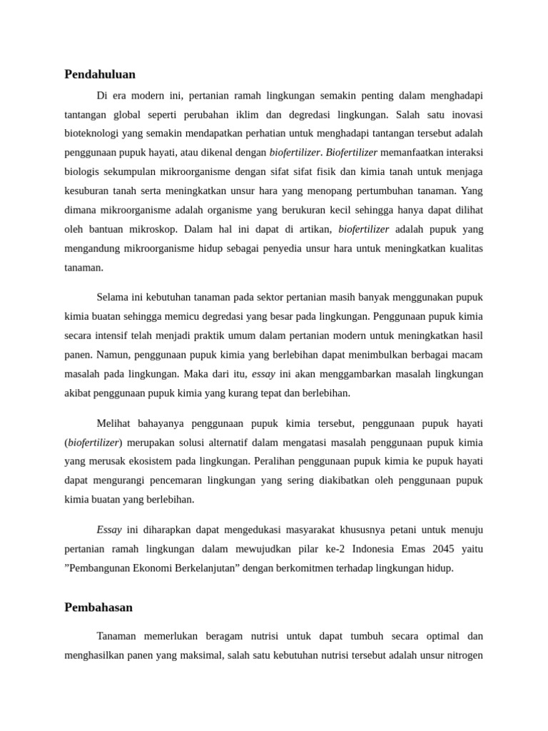 CONTOH PEMBAHASAN ESSAY - New | PDF