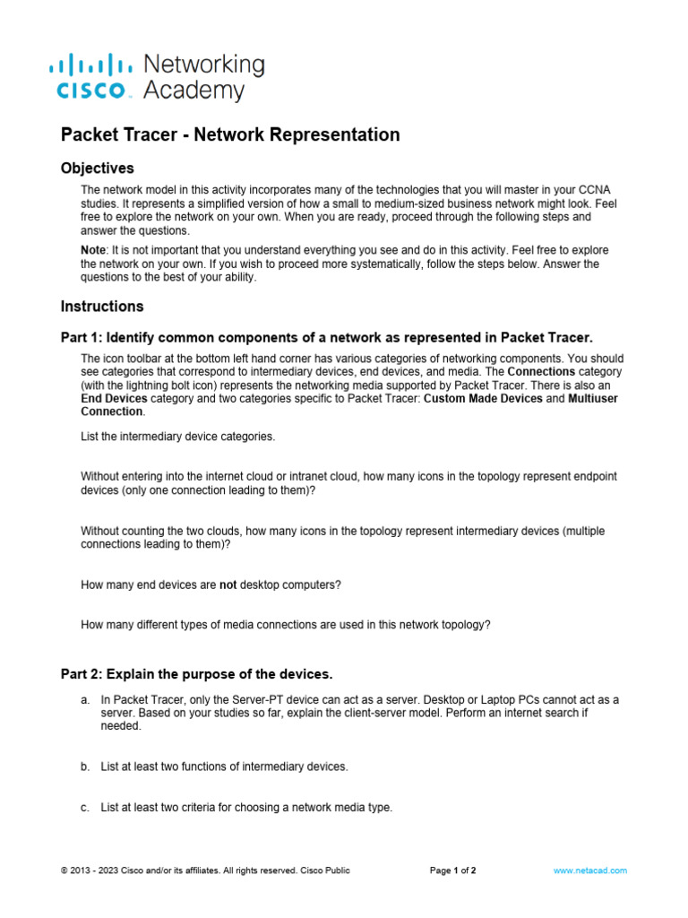 1.5.5 Packet Tracer Network Representation | PDF | Computer Network ...