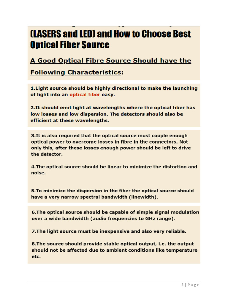 Optical Sources LED ILD WITH Numericals 07-10-2024 | PDF | Light ...
