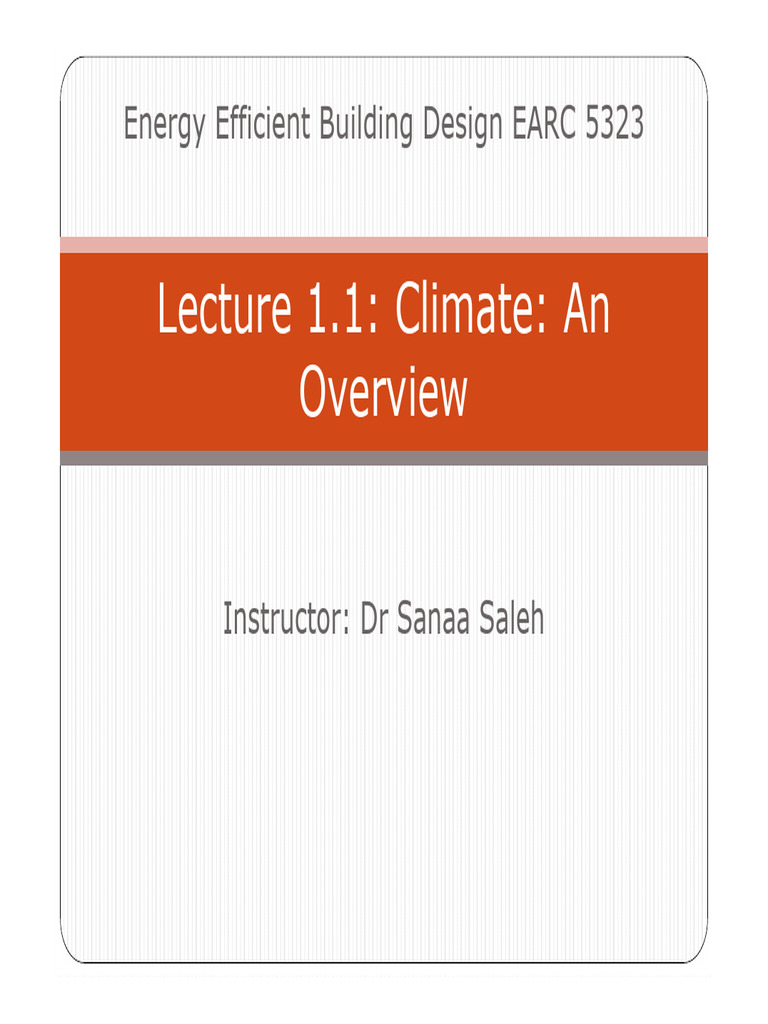 Lectures - Energy Efficient Building Design | PDF | Renewable Energy ...