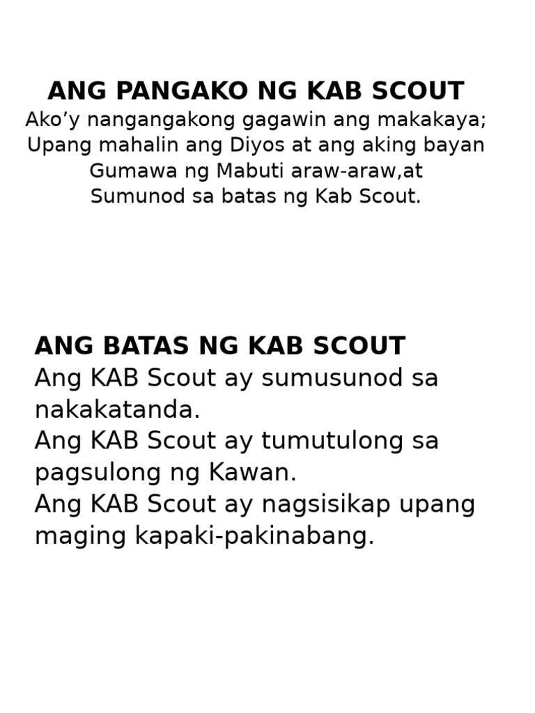 Ang Pangako NG Kab Scout | PDF