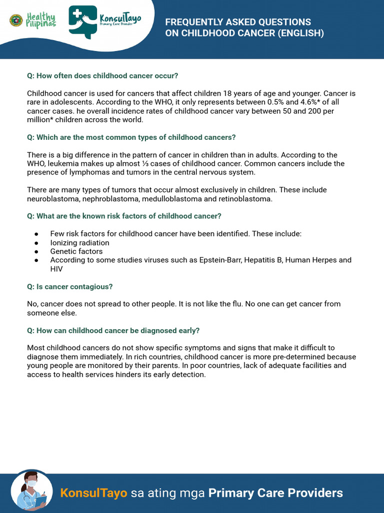[FAQs] Childhood Cancer | PDF