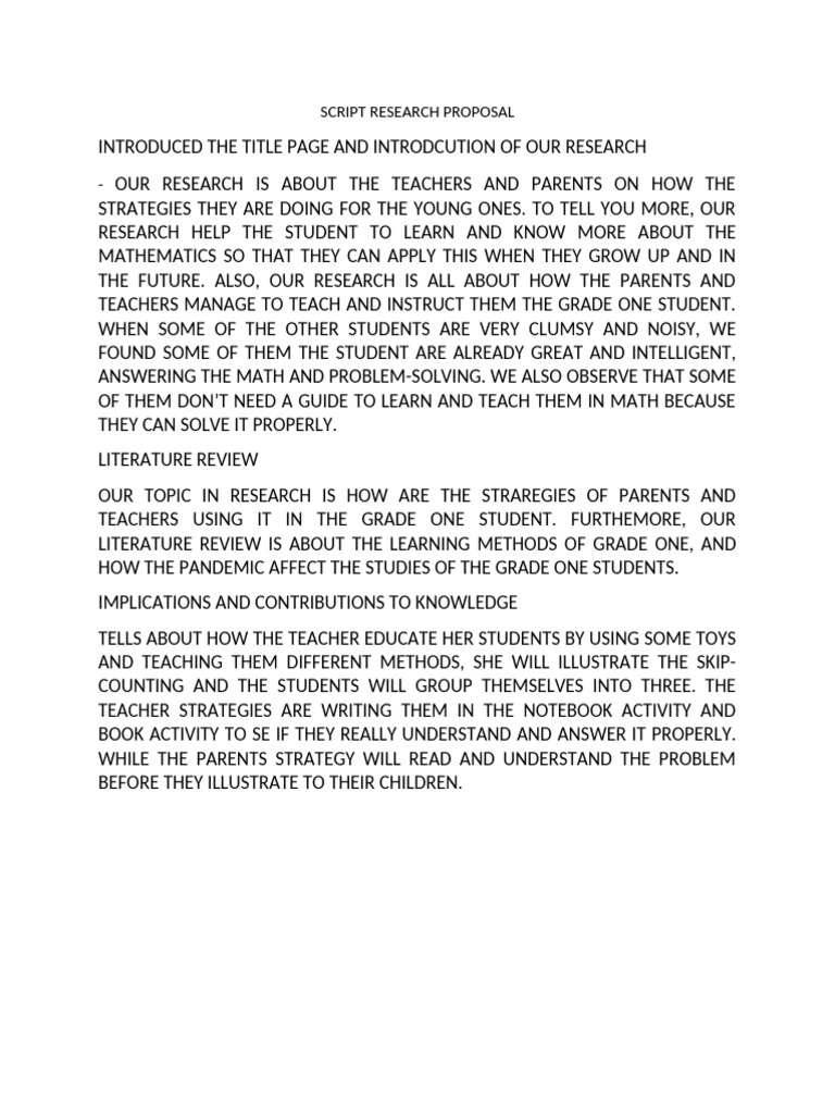 Script Research Proposal | PDF