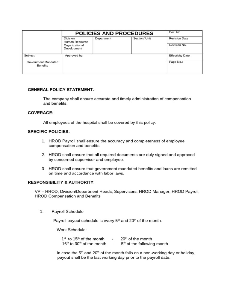 Payroll Policies and Procedures Guide | PDF | Payroll Tax | Payroll