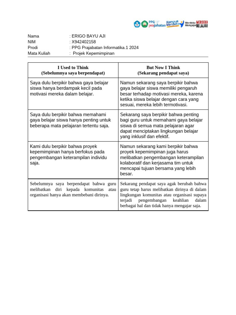 Refleksi Perubahan Pemikiran Pendidikan | PDF