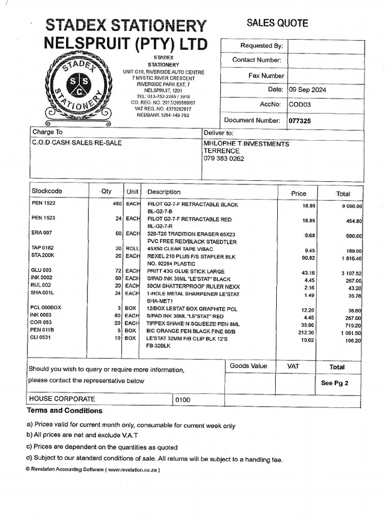 Stationery Quotation | PDF