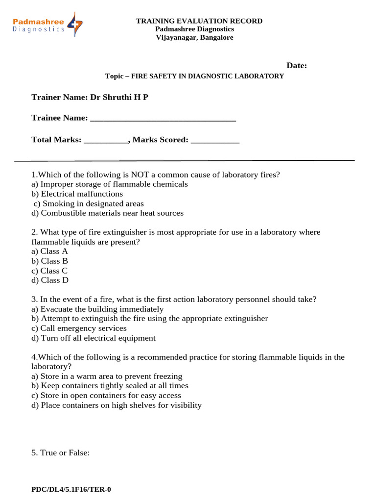 Fire Safety in Diagnostic Laboratory Test | PDF | Fires | Fire Safety