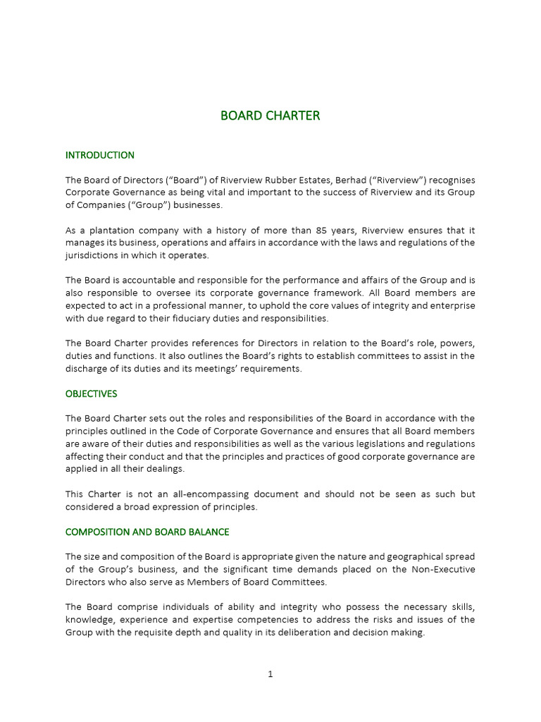 Board Charter | PDF | Internal Control | Corporate Governance