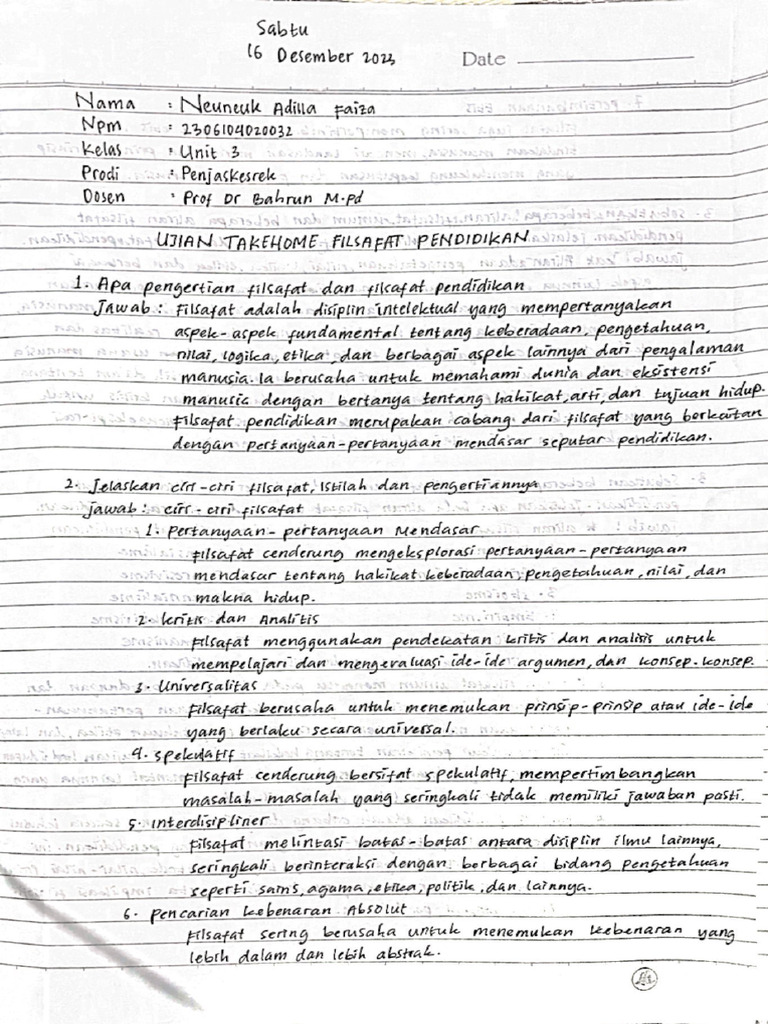Filsafat Pendidikan. Neuneuk Adilla Faiza | PDF