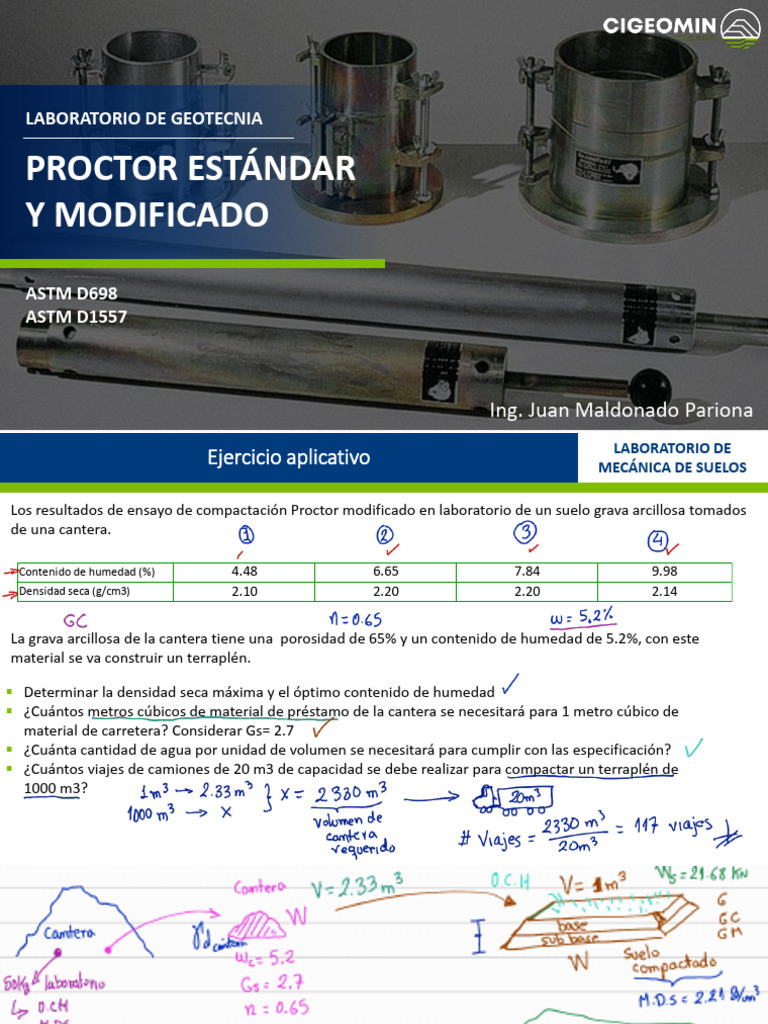 Proctor Estándar Y Modificado: Laboratorio de Geotecnia | PDF | Ciencia y matemáticas | Tecnología