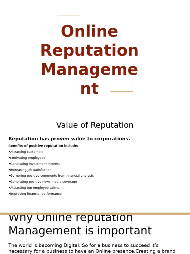 reputation management ppt | PDF | Reputation | Popular Culture & Media ...