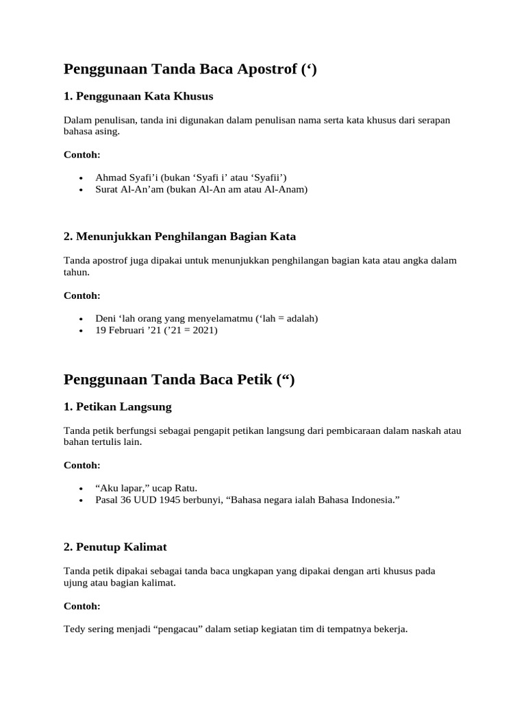 Penggunaan Tanda Baca Apostrof | PDF