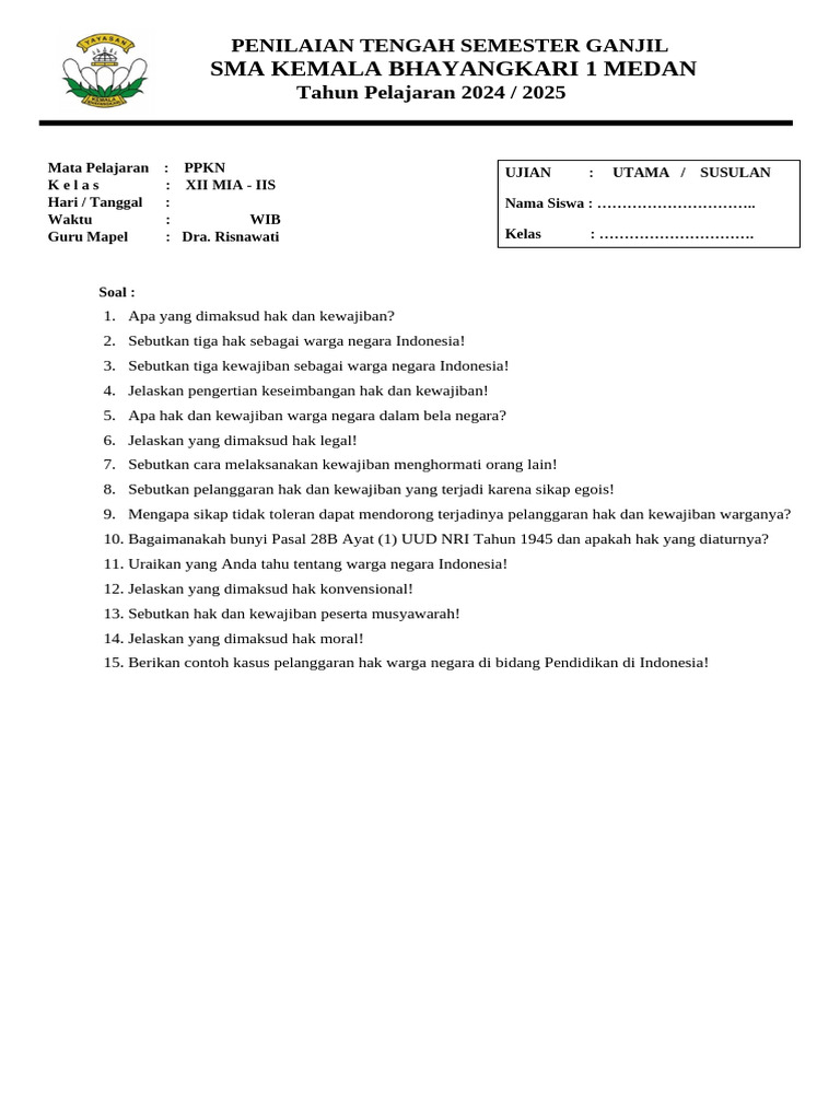 Format Lembaran Soal PTS Genap 2023 | PDF | Karier & Perkembangan | Ilmu Sosial