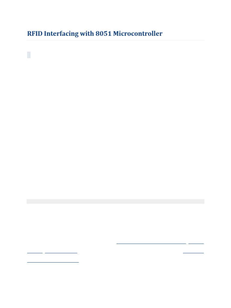 RFID Interfacing With 8051 Microcontroller | PDF | Radio Frequency Identification | Microcontroller