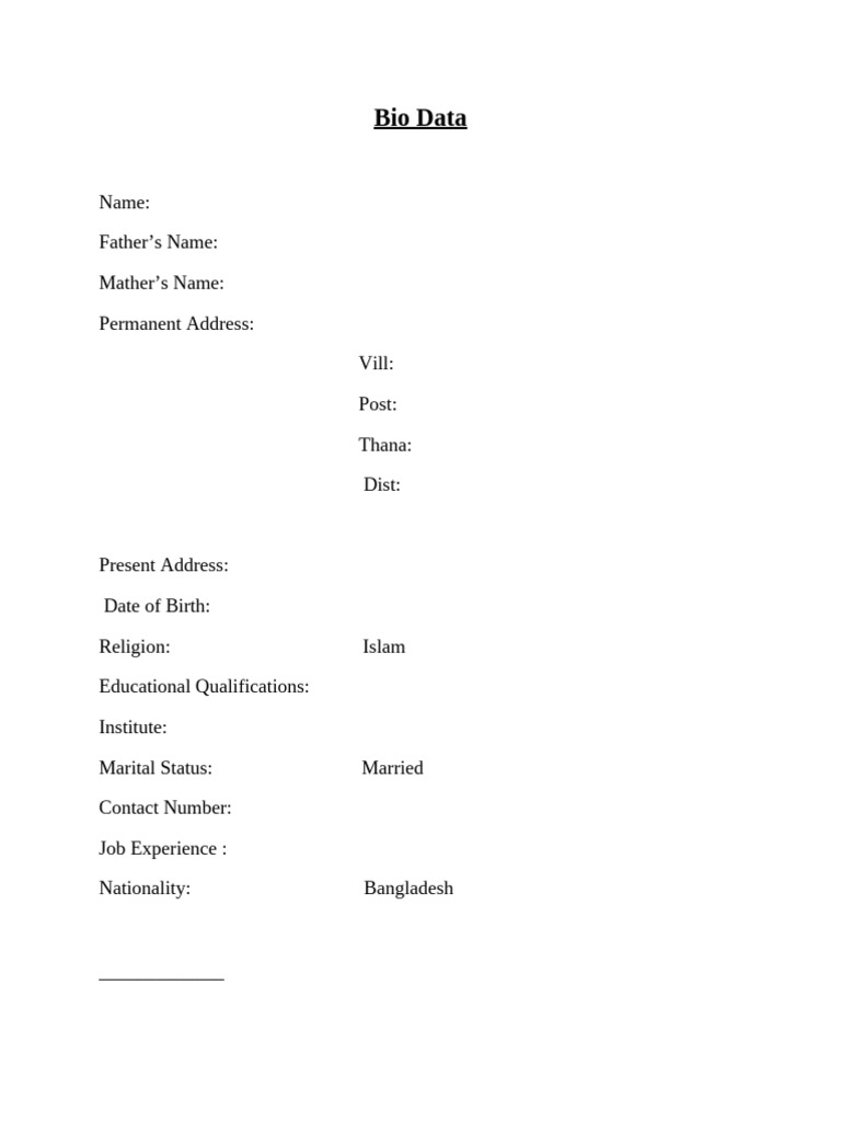 Bio Data | PDF