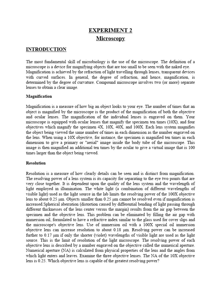 Experience 2 - Micros | PDF | Angular Resolution | Laboratory Equipment