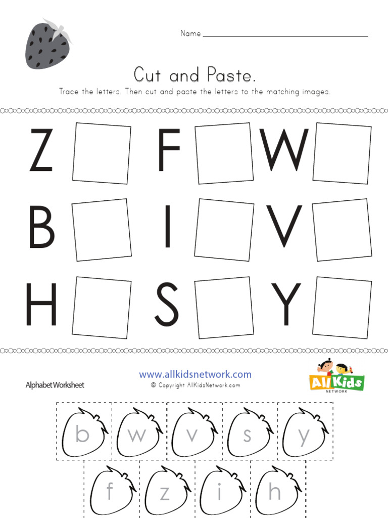 strawberry-cut-and-paste-letter-matching | PDF