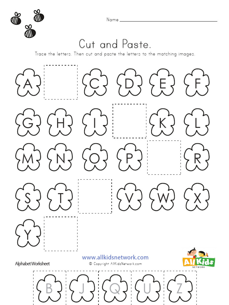 Spring Cut Paste Missing Letters Worksheet | PDF