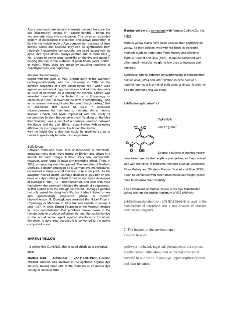 Martius Yellow Dye Preparation Guide | PDF | Science & Mathematics