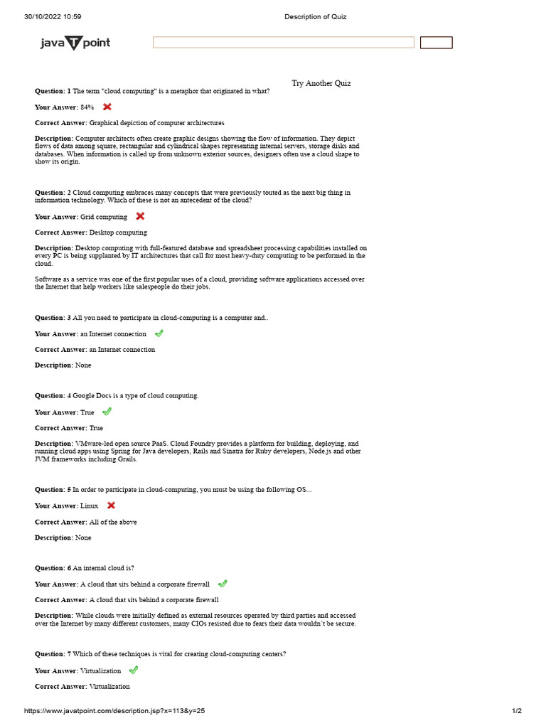 Description of Quiz.3pdf | PDF | Cloud Computing | Computing