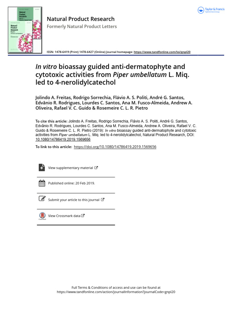 In Vitro Bioassay Guided Anti-Dermatophyte and | PDF | Amino Acid