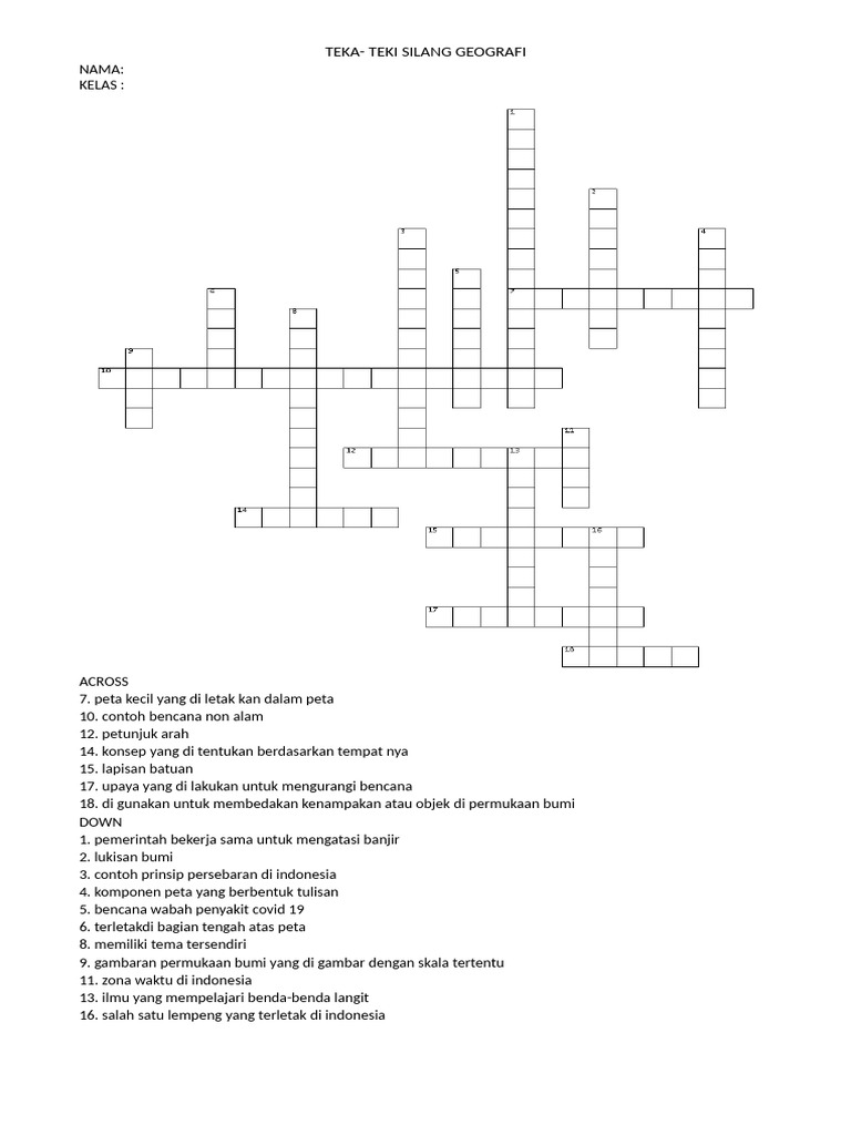 teka teki silang geografi | PDF