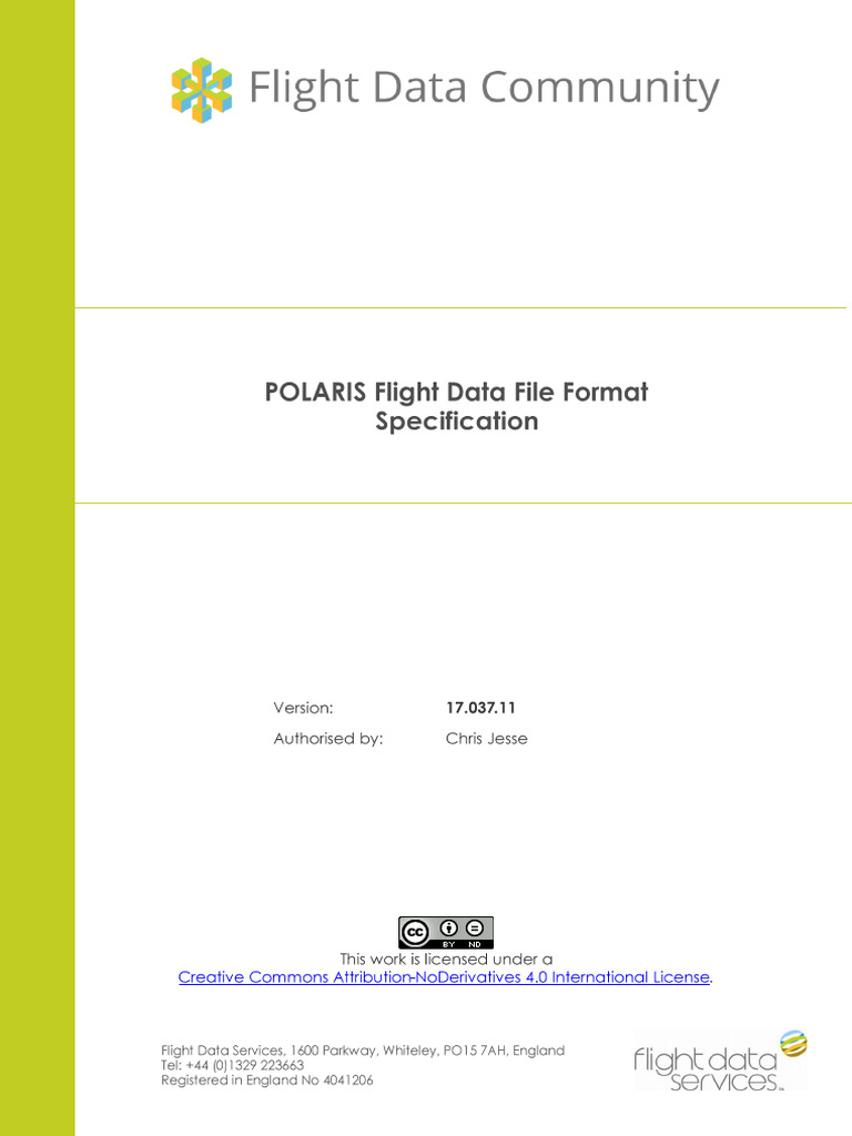 POLARIS Flight Data File Format Specification Version 17.037.11 | PDF