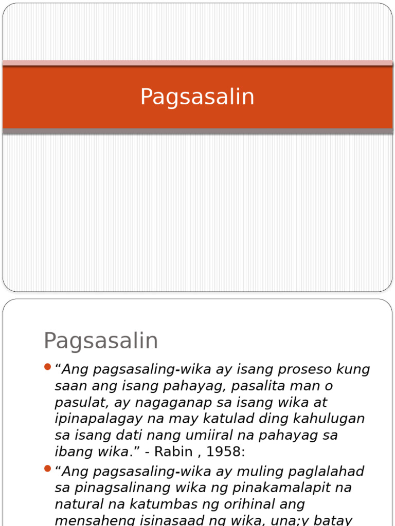 Pagsasalin Part 2 | PDF