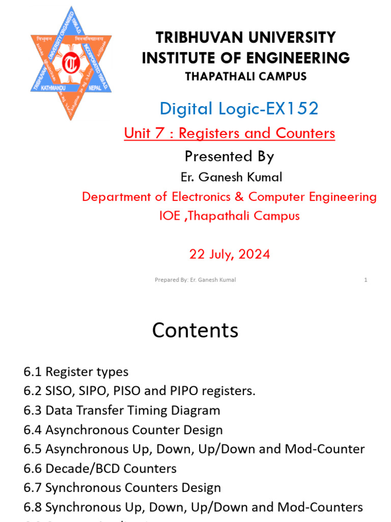 BCT-BEI-DL-Unit-6-Registers-and-Counter | PDF | Digital Electronics | Electronic Design