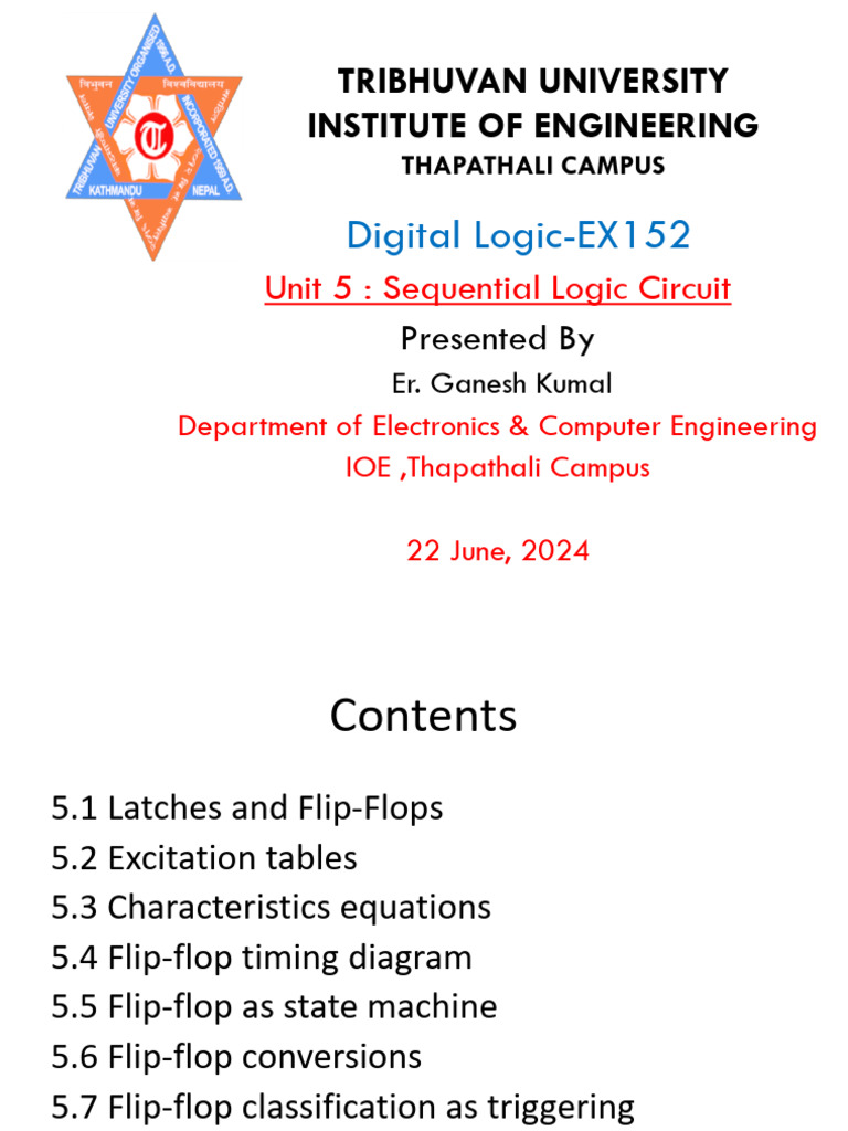 BCT BEI DL Unit 5 Sequential Logic Circuit | PDF | Logic Gate | Electrical Circuits