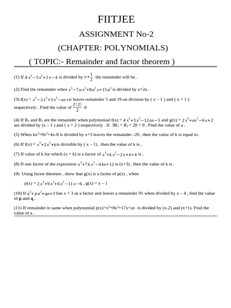 Polynomial Assignment 2 | PDF