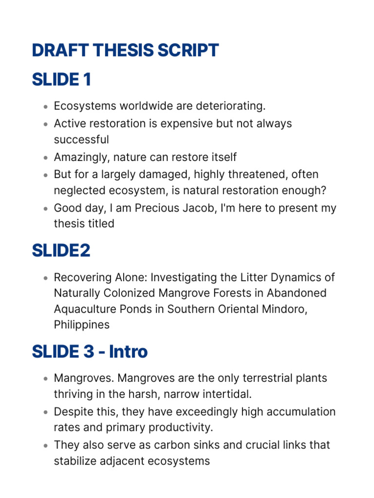 DRAFT THESIS SCRIPT | PDF | Mangrove | Decomposition