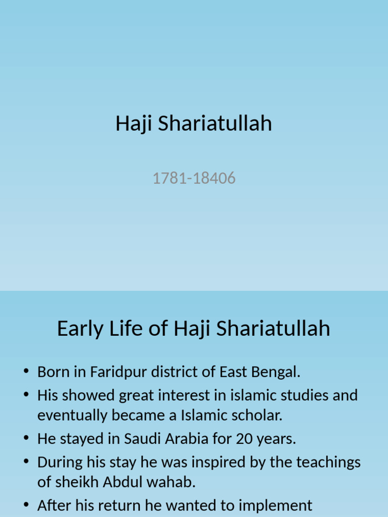 Haji Shariatullah | PDF | Religion & Spirituality