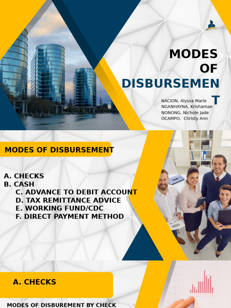 Modes of Disbursement | PDF | Credit Card | Cash