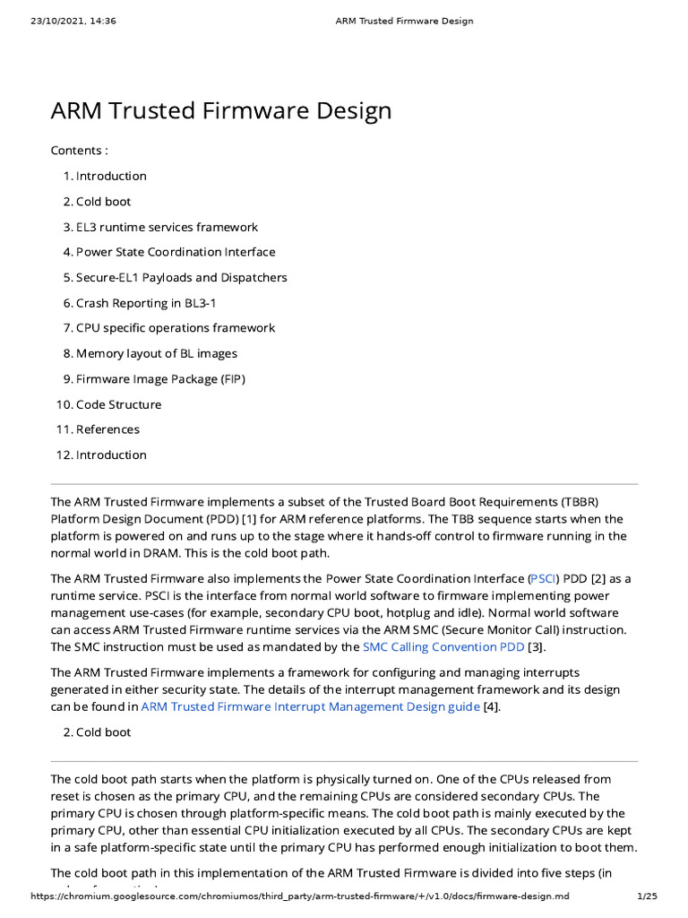 Arm Trusted Firmware Design Pdf Booting Central Processing Unit