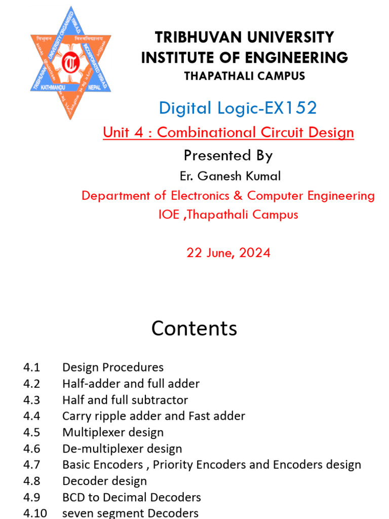 BCT-BEI-DL-Unit-4-Combinational-Circuits | PDF | Binary Coded Decimal | Electronic Circuits