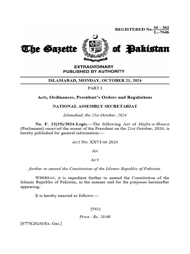 Constitution (Twenty-Sixth Amendment) Act, 2024 | PDF | Supreme Court ...