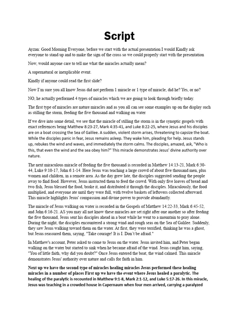 Script | PDF | Jesus | Gospel Of Mark