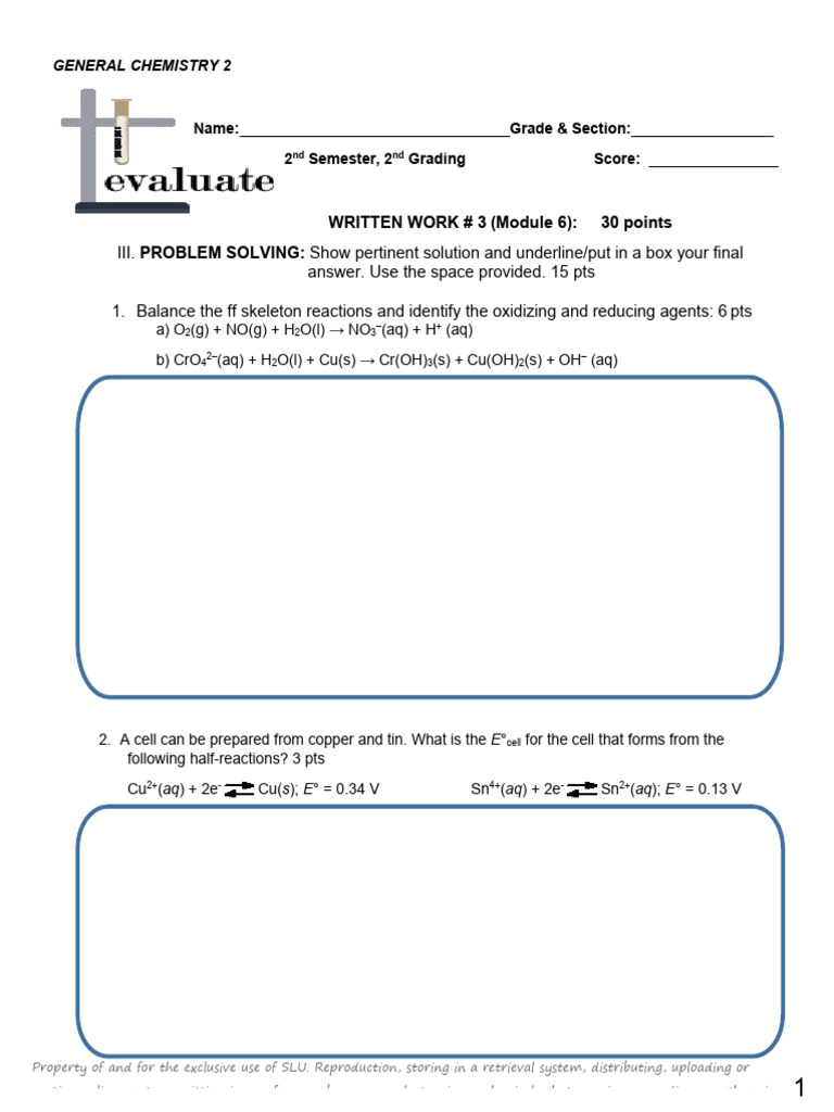 Chem 2 Module 6 WW3 Part 2 - Problem Solving-2 | PDF | Chemical Reactions | Chemical Process ...